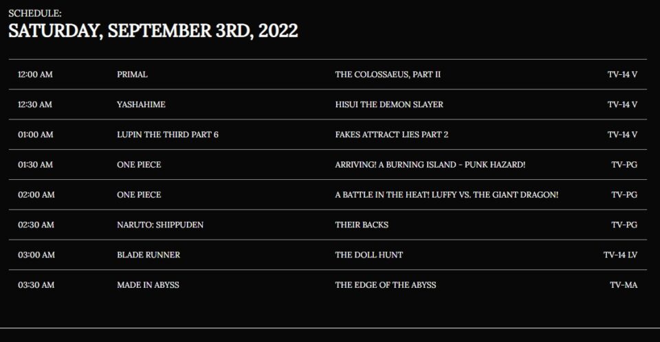 Toonami Faithful – Here is What’s on the Schedule for Saturday ...